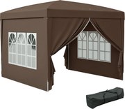 Outsunny Pavilon přibližně 3x3m, Vodotěsný Stabilní Zimní Skládací Pavilon, UV Ochrana 50+, Skládací Party Stan Zahradní Stan se 4 Bočními Panely a Ta