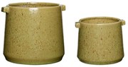 Sada 2 zelených keramických květináčů Hübsch Herb