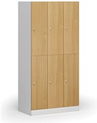 Šatní skříňka S1 s úložnými boxy, 6 boxů, 1850 x 900 x 500 mm, demont, cylindrický zámek, laminované dveře, buk