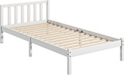 HOMCOM Dřevěný Rám Postele s Hlavovou Opěrkou pro Matratzi 90x190 cm (není součástí) Nosnost 120 kg 198x96x70 cm Bílý | Aosom