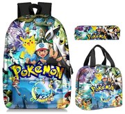 3-dílný set ŠKOLNÍ BATOH + PENÁL + SVAČINOVÉ POUZDRO na motivy oblíbených postaviček "Pokémon" Barva: sada 3 ks - 2