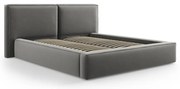 Šedá sametová čalouněná dvoulůžková postel s úložným prostorem s roštem 200x200 cm Arendal – Cosmopolitan Design
