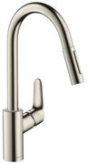 Hansgrohe Focus M41, kuchyňská páková baterie 240 s výsuvnou sprškou, 2jet, vzhled nerezu, HAN-31815800