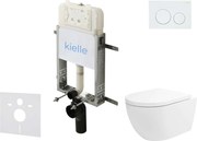 kielle Genesis New - Set předstěnové instalace, klozetu Oudee, Vortex Rimless+, sedátka softclose a tlačítka Gemini New I, lesklá bílá 30528SZ19