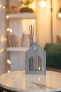 DOMEČEK CASETTA - Aroma difuzér a LED svíčka , kamená šeď