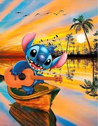 Diamantové malování - motivy z oblíbené pohádky "Lilo a Stitch" - kulaté diamanty II Barva: K, Velikost: 30x40 cm