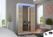 ADRK Furniture Posuvná skříň se zrcadlem a LED osvětlením MARVIN 120 SW-MAR-W+S-120+L-V101