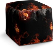 Sablio Taburet Cube Červený oheň - 50x50x50 cm