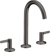 Axor One - Umyvadlová baterie s výpustí Push-Open, 3-otvorová instalace, EcoSmart, kartáčovaný černý chrom 48050340