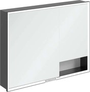 Villeroy & Boch My View+ - Zrcadlová skříňka s LED osvětlením 100x75x17 cm, 2 dvířka, Brilliant White/matná černá B48210VE