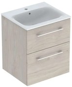 Geberit Selnova Square - Umyvadlová skříňka 64x54x48 cm, s umyvadlem, 2 zásuvky, světlý ořech hickory 501.235.00.1
