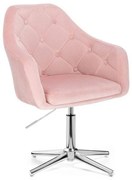LuxuryForm DESIGN Otočné křeslo ANDORA VELUR na stříbrném kříži - světle růžové