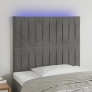 Čelo postele s LED světle šedé 90x5x118/128 cm samet