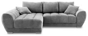 Šedá rozkládací rohová pohovka se sametovým potahem Windsor &amp; Co Sofas Nuage, levý roh