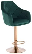 LuxuryForm DESIGN Barová židle ANDORA VELUR na zlaté kulaté podstavě - zelená