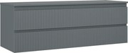 Mexen Rivel, koupelnová skříňka pod umyvadlo 140 cm s horní deskou, 2 zásuvky, drážkovaná, grafit matná - 91A20-14047-2-BFFC66