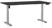Výškově nastavitelný stůl OfficeTech B, 160 x 80 cm, šedá podnož, černá