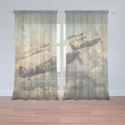 Sablio Záclony Stíhačky Spitfire v letecké bitvě: 2ks 150x250cm