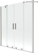 Mexen Velar Duo, 2-křídlová posuvná vanová zástěna 150 x 150 cm, 8mm čiré sklo, broušená ocel, 896-150-000-02-97