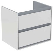 Ideal Standard Connect Air - Umyvadlová skříňka 58x41x52 cm, lesklý bílý/matný světle šedý lak E1605KN