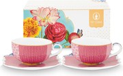 Pip Studio Royal Multi sada 2 ks espresso šáleků s podšálky 100ml, růžová (Espresso sada v dárkovém balení)