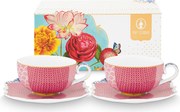 Pip Studio Royal Multi sada 2 ks espresso šálků s podšálky 100ml, růžová (Espresso sada v dárkovém balení)