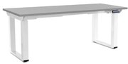 Výškově nastavitelný stůl OfficeTech Strong 180 x 80 cm, bílá podnož, světle šedá