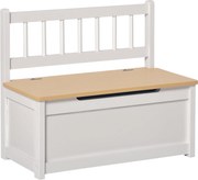 HOMCOM Úložný box na hračky pro děti s opěrkou a polstrovaným víkem nosnost 40 kg pro herny a ložnice 60x30x50 cm Bílá | Aosom