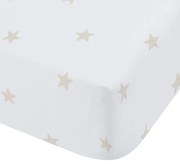 Bílé/béžové napínací bavlněné dětské prostěradlo na jednolůžko 90x190 cm Mini Star & Stripes – Bianca