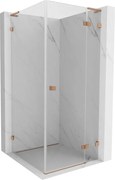 Mexen Lunar, L výklopný sprchový kout pravý 80 x 80 cm, 8mm čiré sklo, profil měděná matná, 834L-080-080-65-00-P