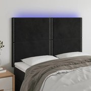 Čelo Postele S Led Tmavě Šedé Samet Černá 144 x 5 x 118/128 cm