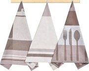 Bellatex Kuchyňské utěrky - sada 3 kusů Hnědá,Béžová,Bílá 50x70 cm