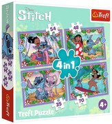 Trefl Puzzle 4v1 Bláznivý den Lilo&Stitch v krabici 28x28x6cm