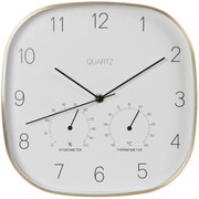 Nástěnné hodiny s vlhkoměrem a teploměrem Quartz, bílá/zlatá