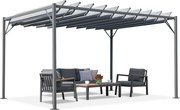 Antracitová pergola Malaga 3x4 m s moskytiérou a závěsy Garden Point