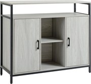 HOMCOM Moderní dřevěný kredenc se 2 skříňkami a policemi, světle šedý kuchyňský a vstupní kabinet, 100x34x87,2cm | Aosom