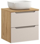 Závěsná skříňka Luxor Beige Smile I s deskou a umyvadlem 60 cm béžová/dub olejovaný