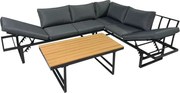 Zahradní set, černá/tmavě šedá/přírodní, ILARIA