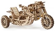 Ugears - 3D dřevěné mechanické puzzle Motorka scrambler s vozíkem