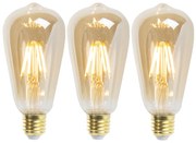 Sada 3 stmívatelných LED žárovek E27 ST64 Goldline 5W 380lm 2200K