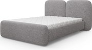 Postel Ollival 140x200 s kovovým roštem a úložným prostorem, šedý velur