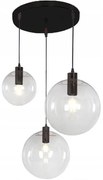 Toolight Závěsné skleněné stropní svítidlo Lassi Black 20 + 25 + 30 cm