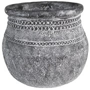 Granitový antik cementový obal na květináč se zdobením - Ø 32*29 cm