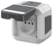 ABB Variant+ zásuvka šedá 5518N-C02542 S s víčkem a popisovým polem