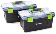 Fieldmann FDN 4120 + FDN 4122 Sada boxů na nářadí 20"/ 22" Pevné plastové zámky, Ergonomické madlo, Vyjímatelný organizér uvnitř, Průhledný organizer