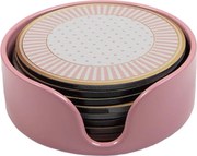 8ks podtácek pod skleničku s růžovým dekorem - Ø 10*4 cm