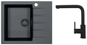 Alveus - Set dřezu Cadit 10 a baterie Zeos-P, deep black SETA25622