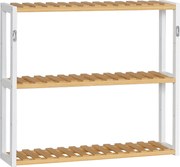 HOMCOM Bambusová nástěnná police 3-patrová závěsná police do obývacího pokoje, ložnice, kuchyně a koupelny 60x15x54 cm přírodní a bílá | Aosom