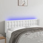 Čelo postele s LED bílé 147 x 16 x 78/88 cm umělá kůže