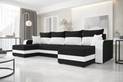 Moderní sedačka do U s opěrkami HORTENZIE - černá / bílá